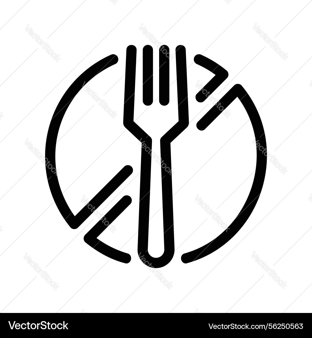 Fork dividing circular plate outline icon Vector Image