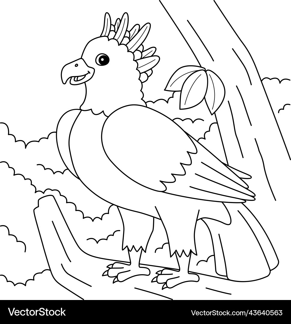 Harpy eagle animal coloring page for kids Vector Image