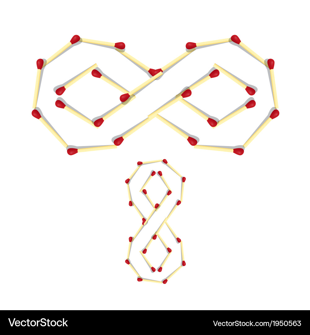 Infinity symbols made from matches Royalty Free Vector Image