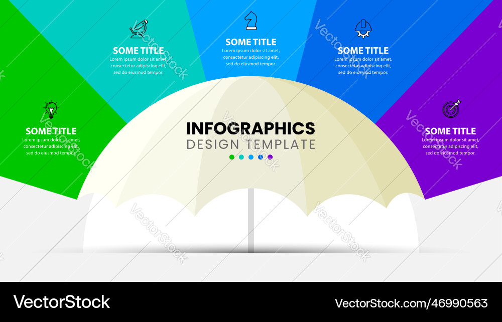 Infographic template umbrella with 5 steps Vector Image