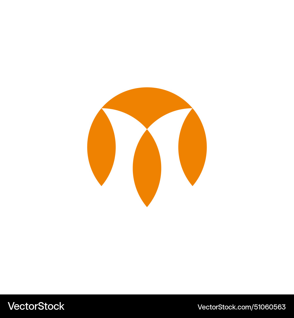 Letter m sun simple geometric logo Royalty Free Vector Image