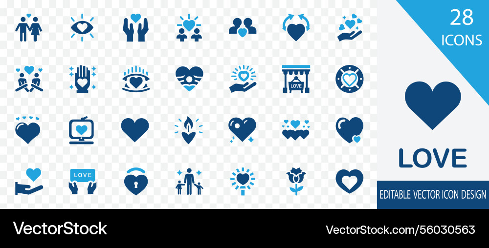 Love solid icon collection set Royalty Free Vector Image