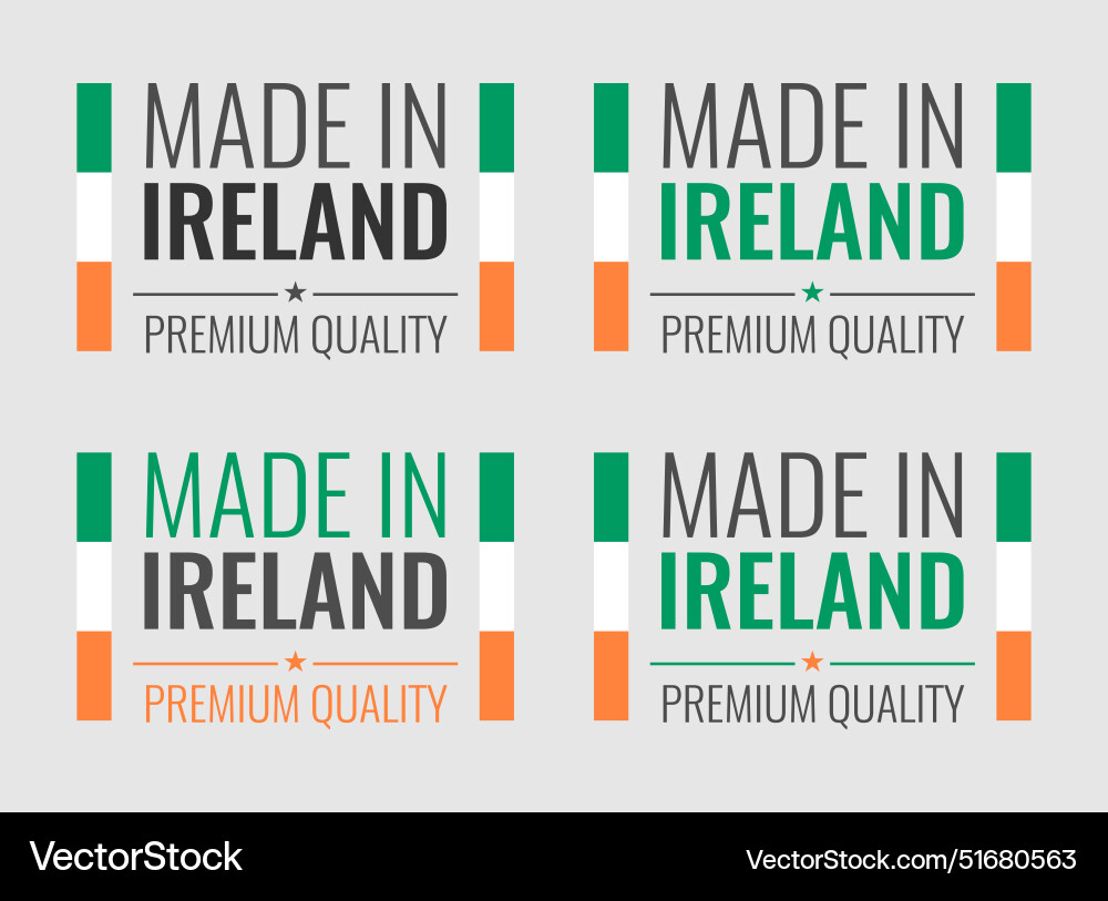 Made in ireland labels set republic Royalty Free Vector