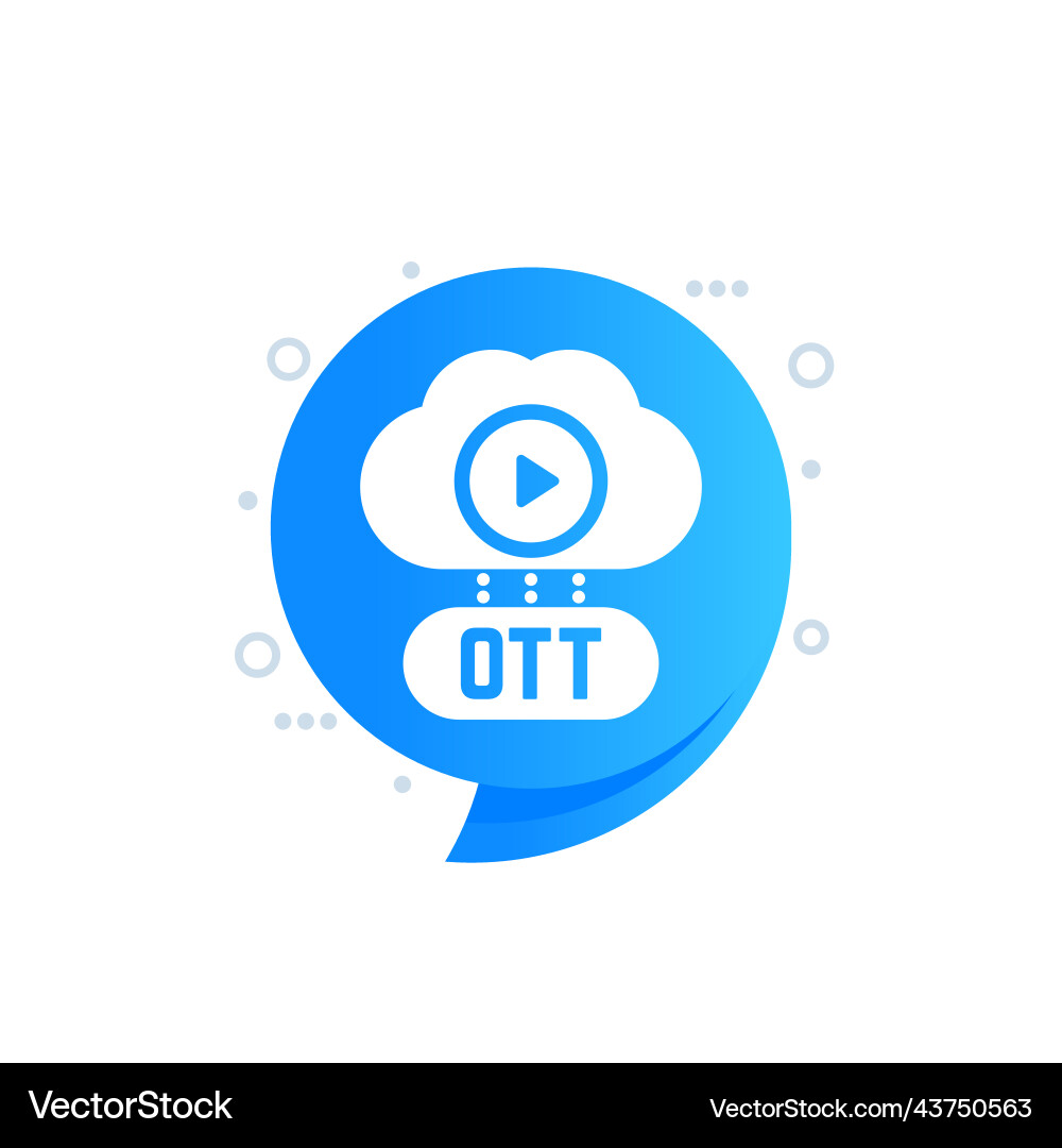 Ott platform icon with a cloud Royalty Free Vector Image