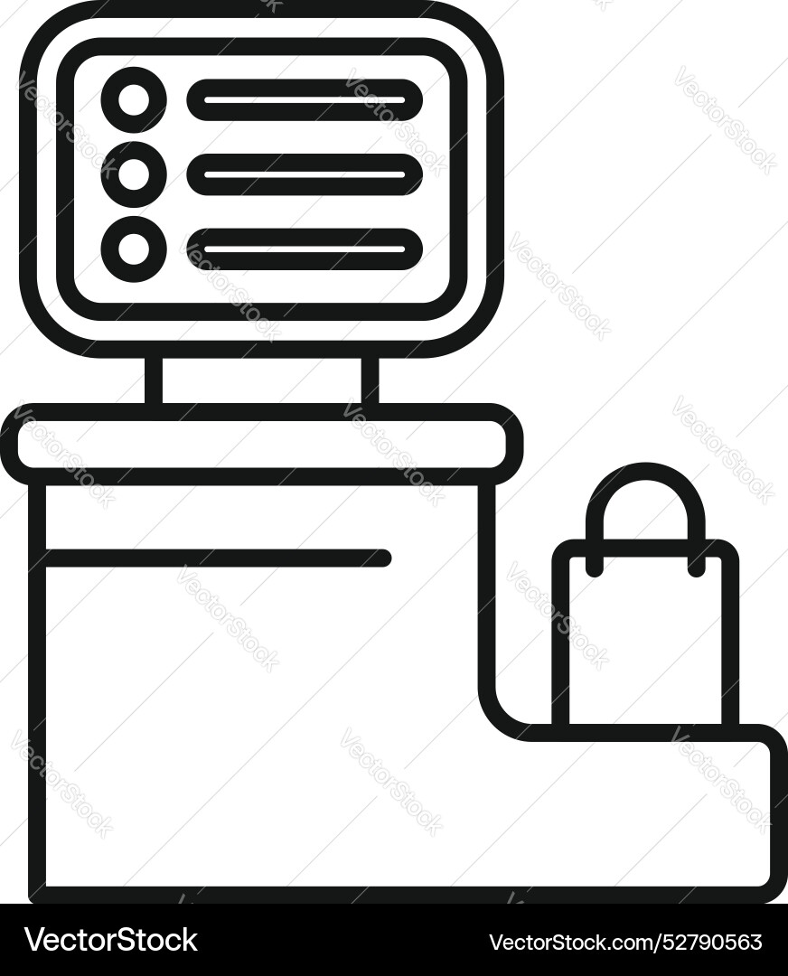 Self service checkout counter with shopping bag Vector Image