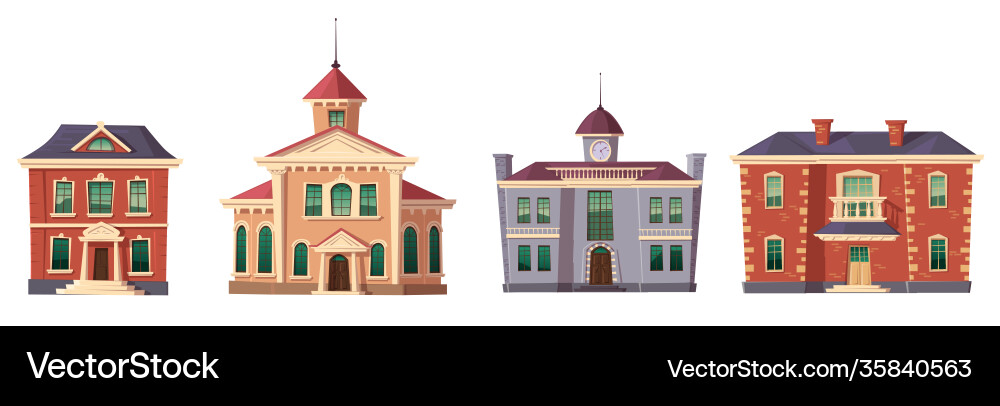 Urban retro colonial style building cartoon Vector Image