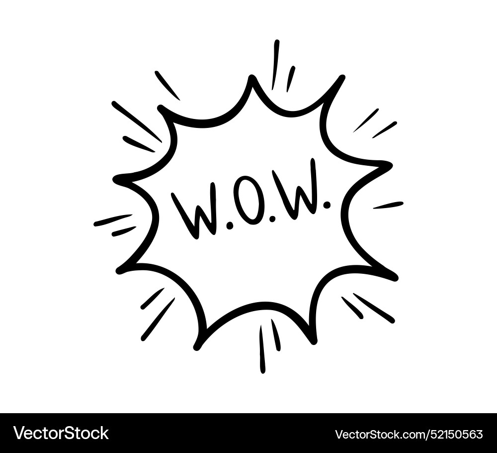 Wow hand drawn cloud speech bubble element Vector Image