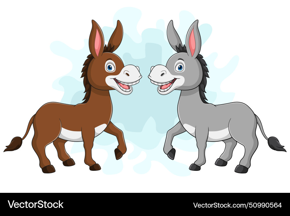 Cartoon of two donkeys having fun Royalty Free Vector Image