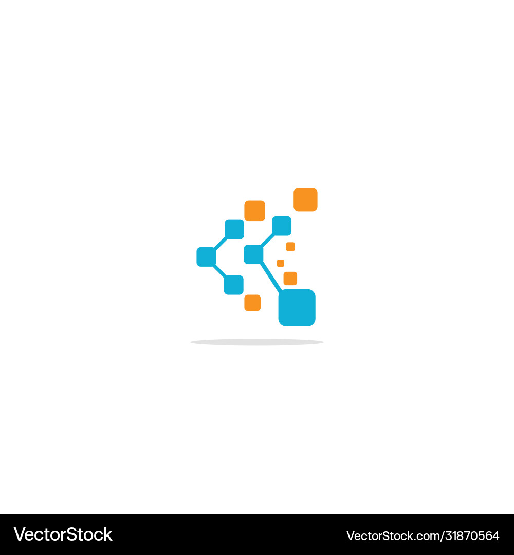 Digital pixel square connection logo Royalty Free Vector