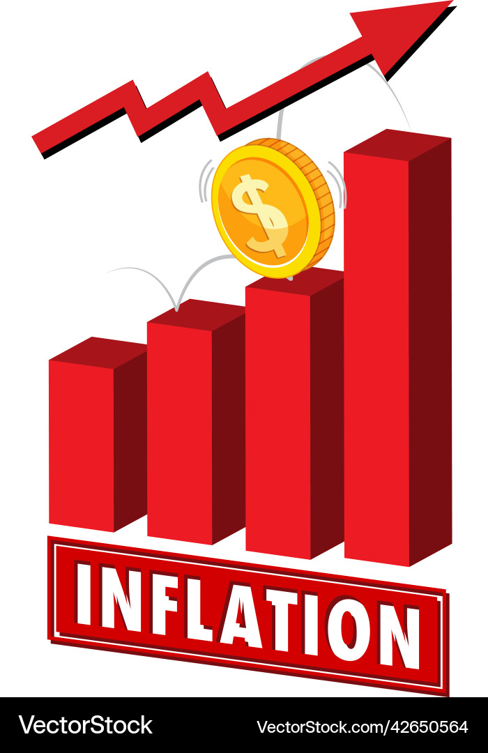 Inflation bar chart with red arrow going up Vector Image