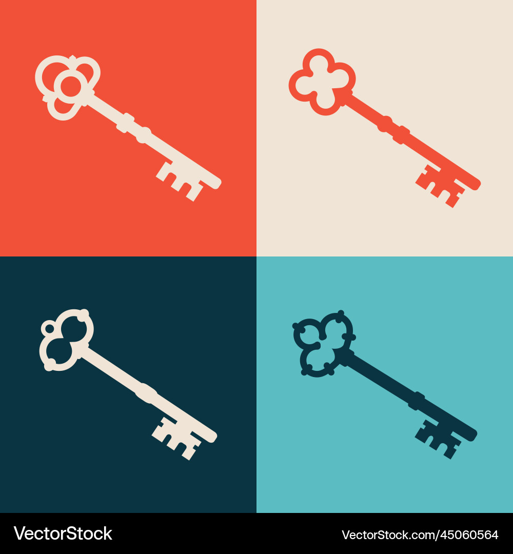 Old key house icon logo silhouette Royalty Free Vector Image