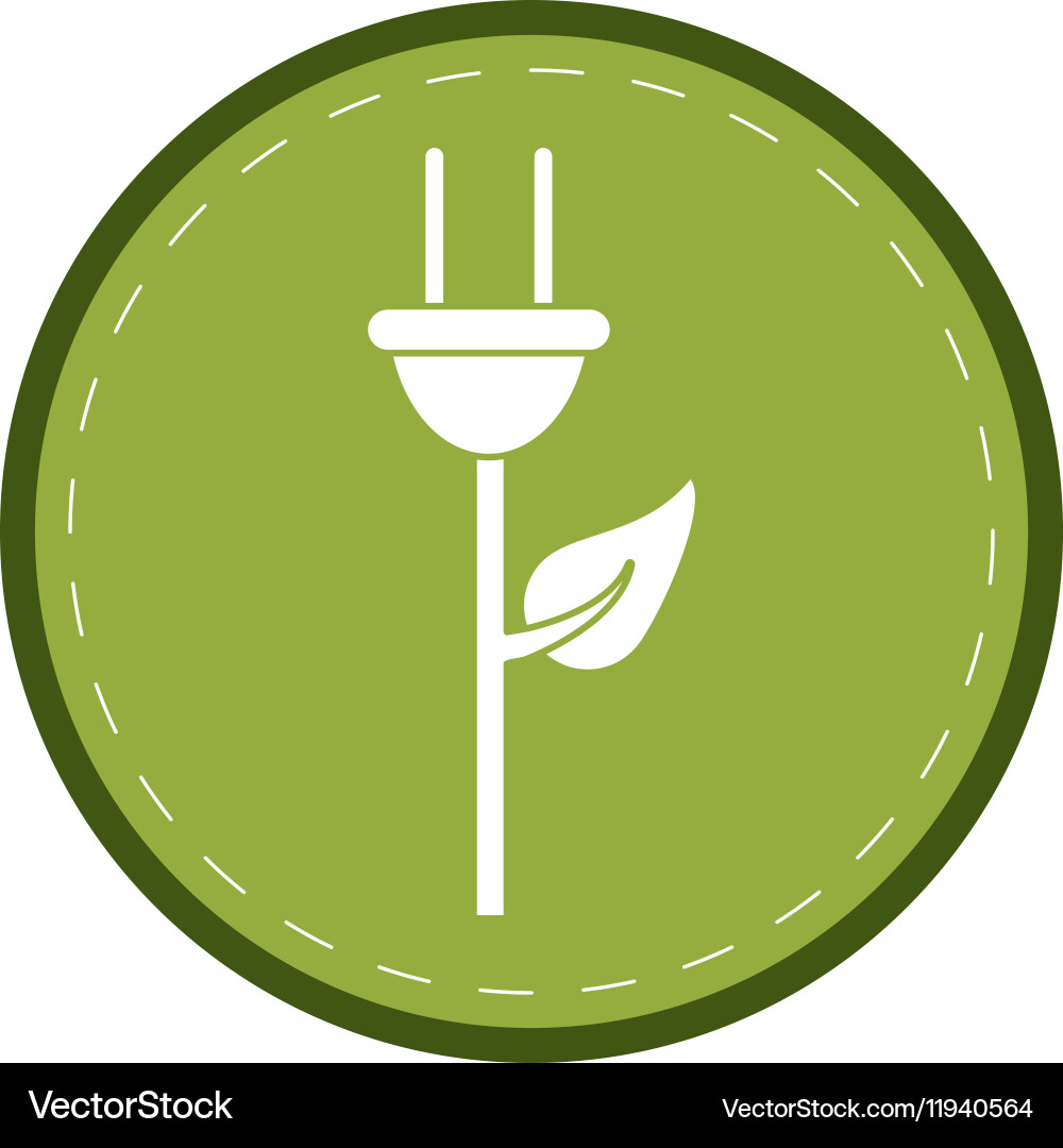 Plug cable leaves ecology energy symbol green Vector Image