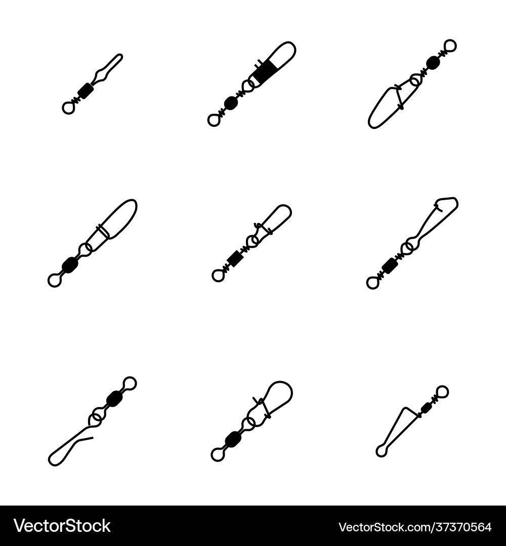 Set various snaps hooked with swivels Royalty Free Vector