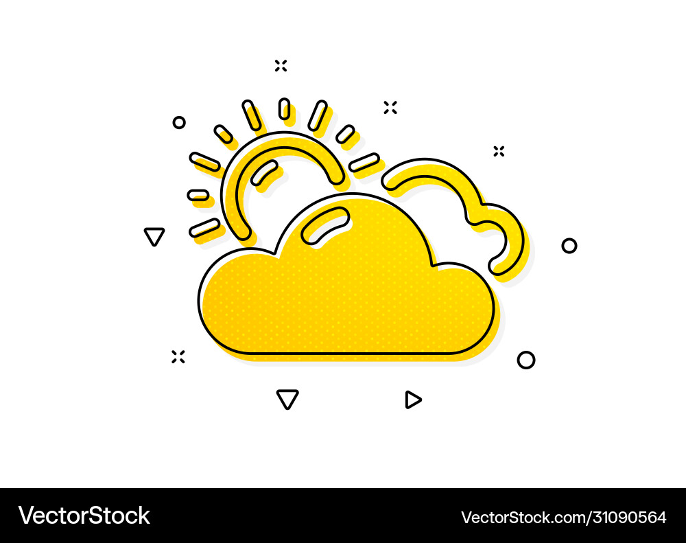 Sunny weather forecast icon clouds with sun sign Vector Image