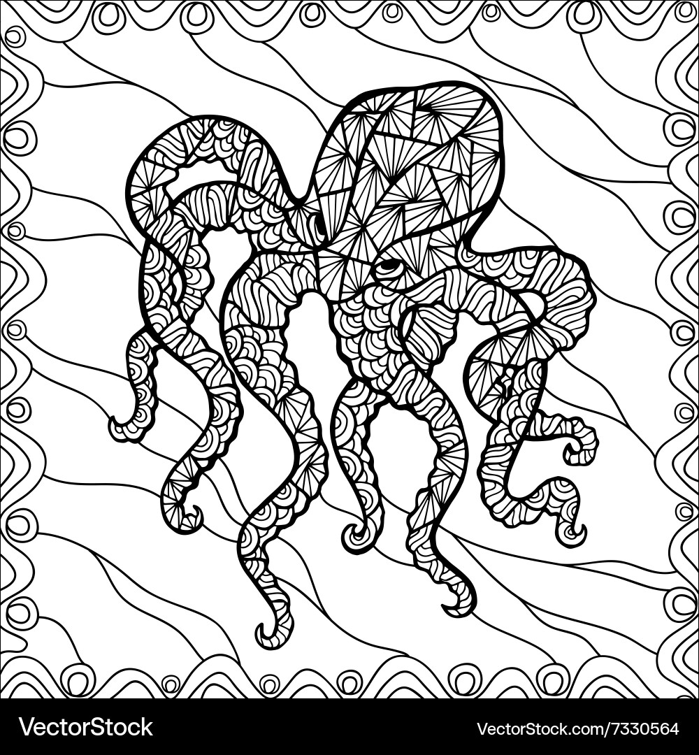 Zentangle Octopus Pattern Royalty Free Vector Image
