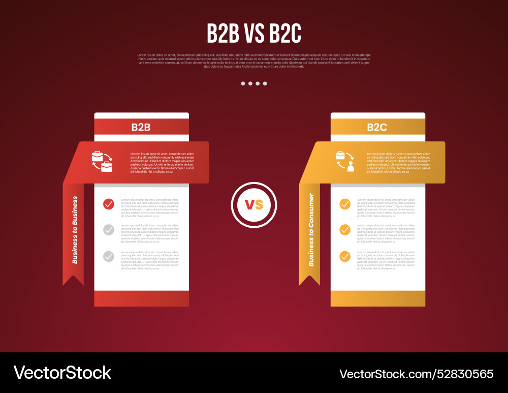 B2b vs b2c business infographic for comparison Vector Image