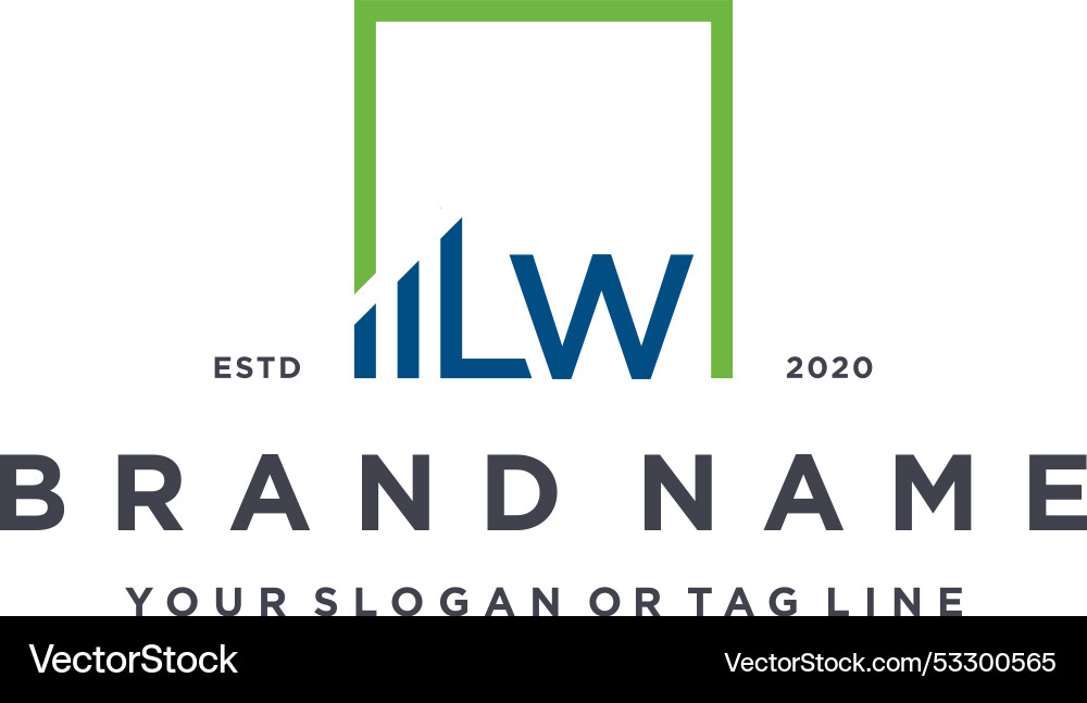 Creative letter lw square logo finance design Vector Image