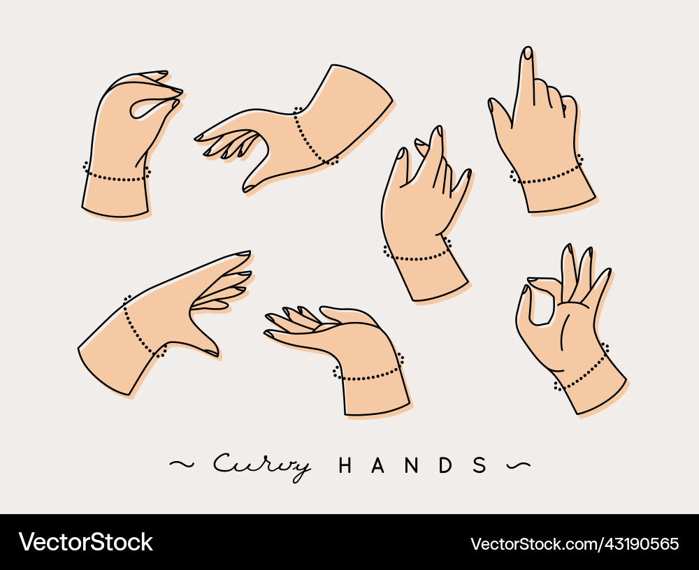 Curvy hand positions Royalty Free Vector Image