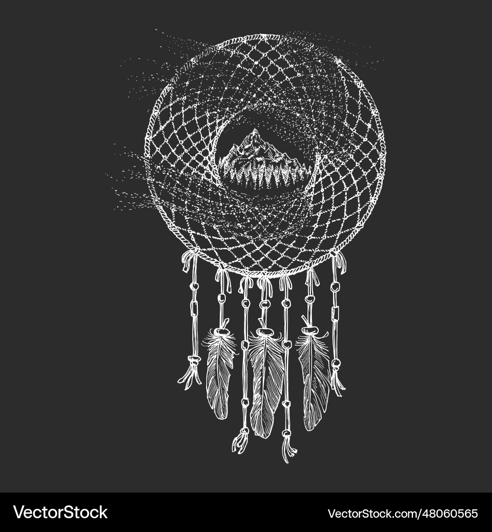 Dream catcher ojibwe vintage drawing Royalty Free Vector