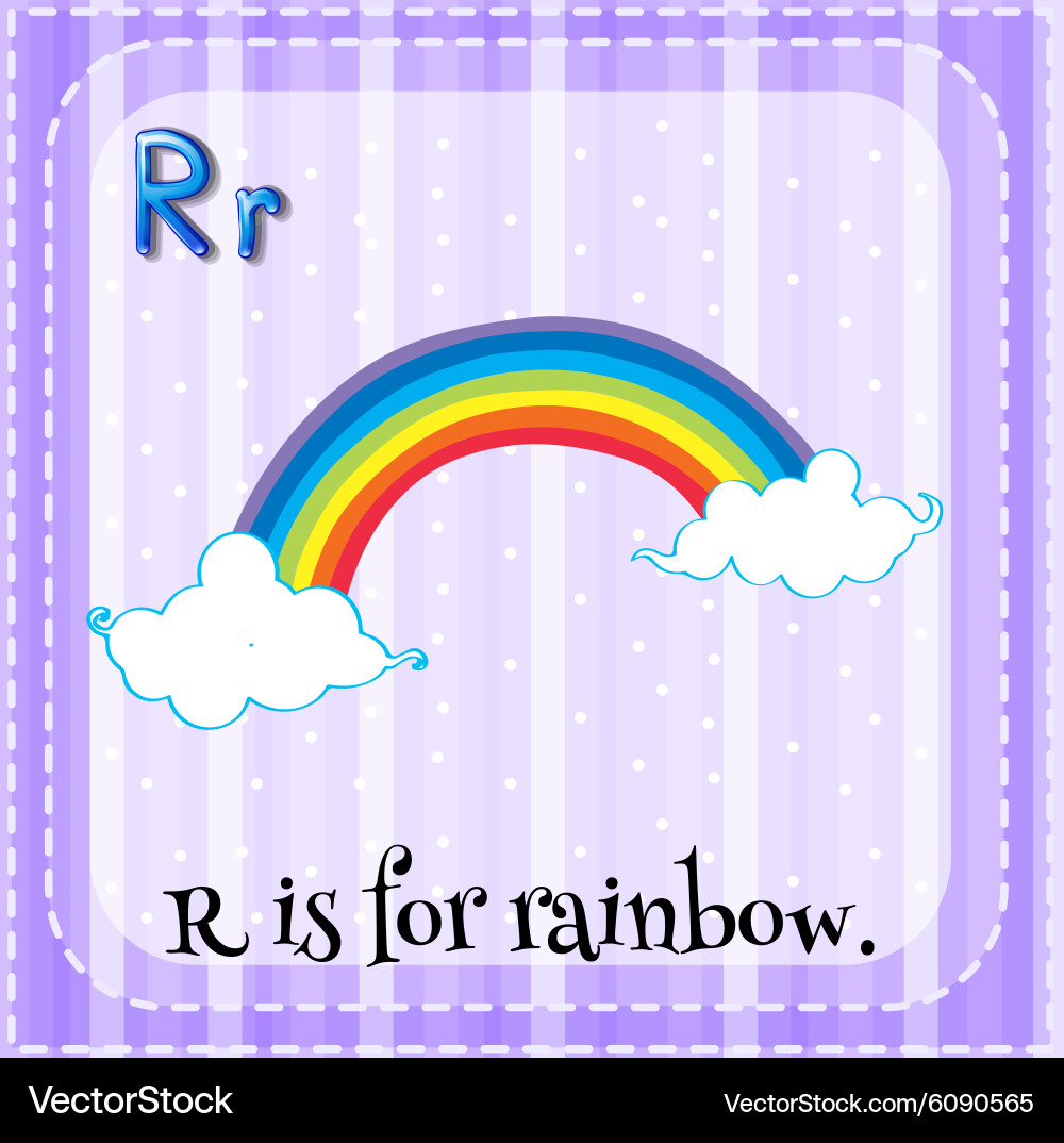 Flashcard letter r is for rainbow Royalty Free Vector Image