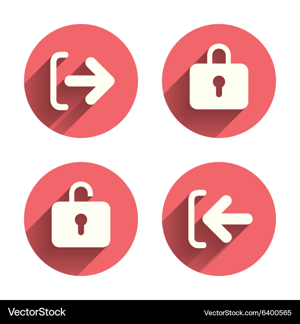 Login and logout icons sign in icon locker Vector Image