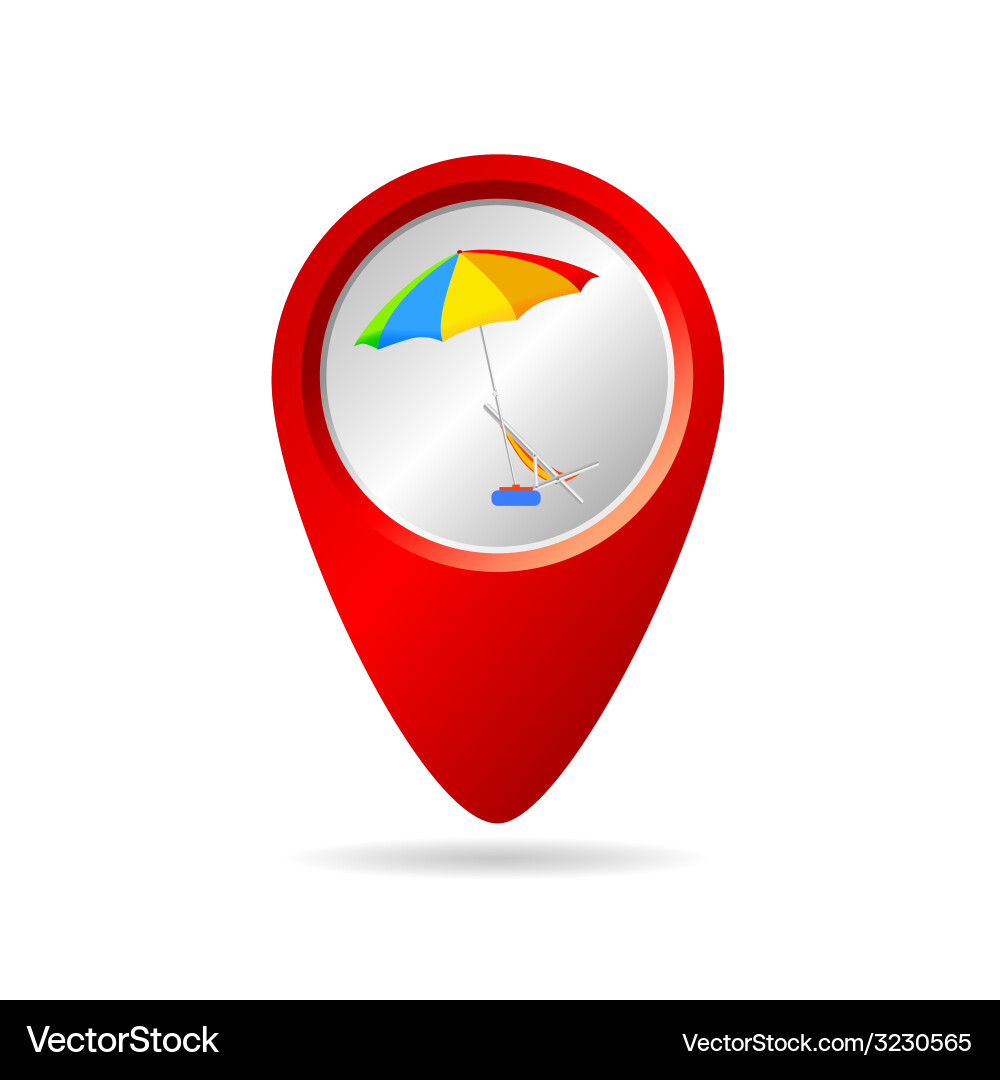 Map pionter with symbol for beach Royalty Free Vector Image