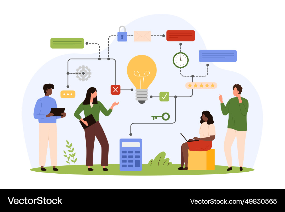 Mind map diagram to clarify decision tiny people Vector Image