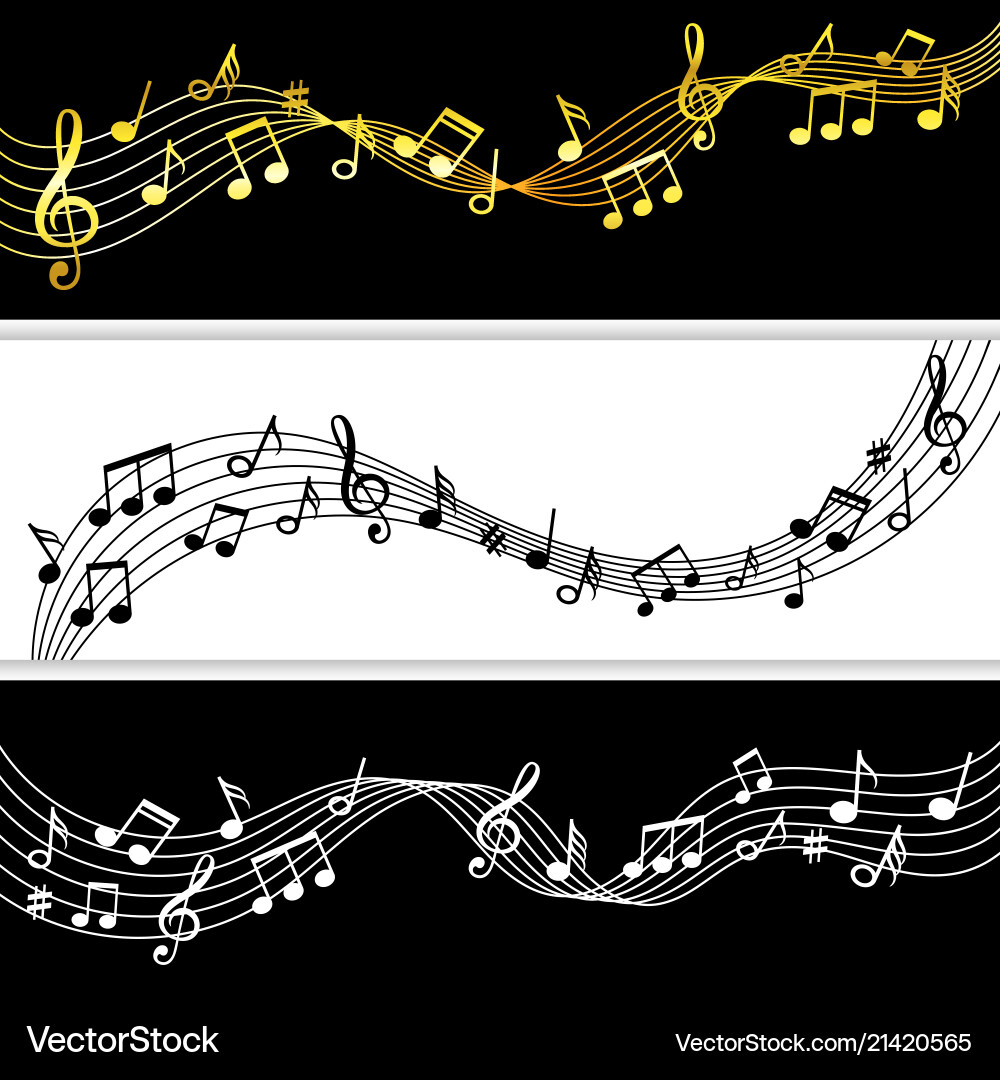 Music notes flow doodle note drawing sheet Vector Image
