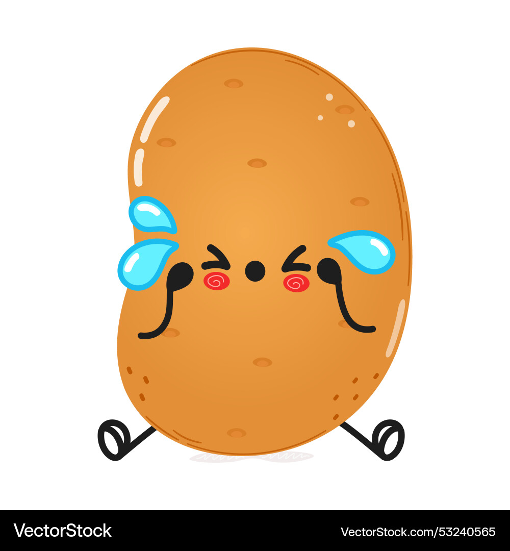 Sad potato character hand drawn cartoon Royalty Free Vector