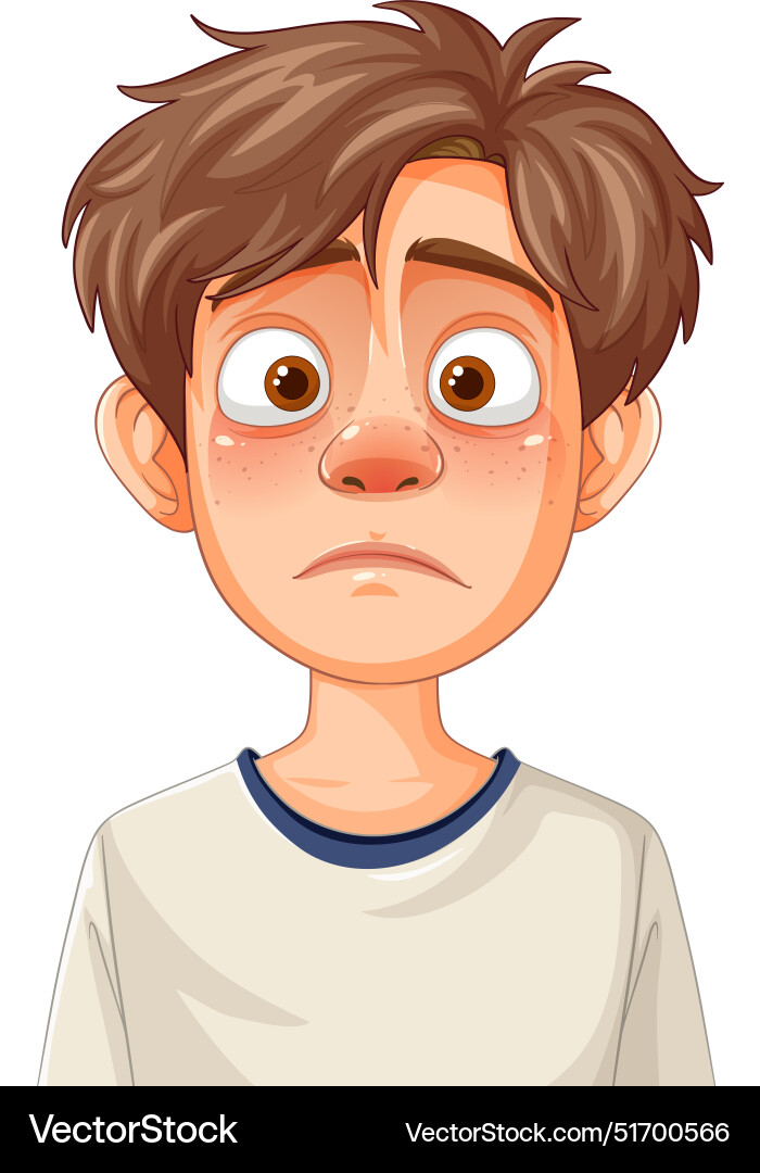 A young boy with a concerned expression Royalty Free Vector