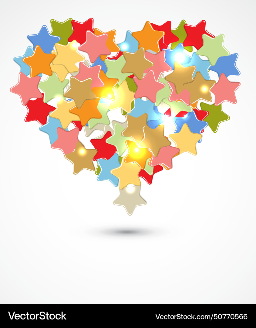 Abstract light color heart stars fly background Vector Image