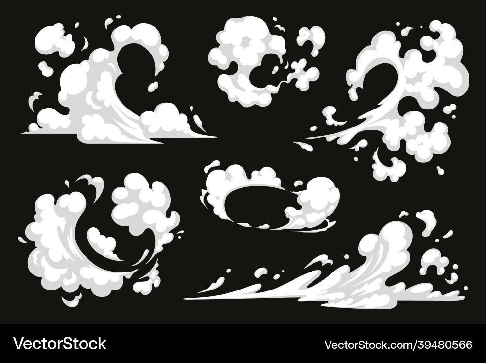 Comic explosion effect set dust smoke Royalty Free Vector