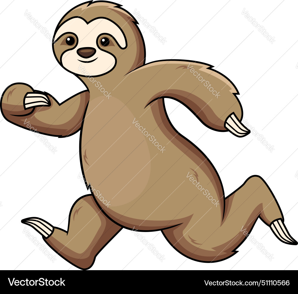 Cute sloth running cartoon clip art Royalty Free Vector