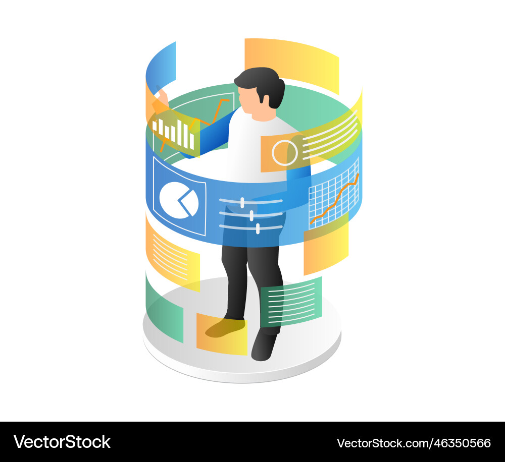 Isometric Data Analyst Concept Royalty Free Vector Image