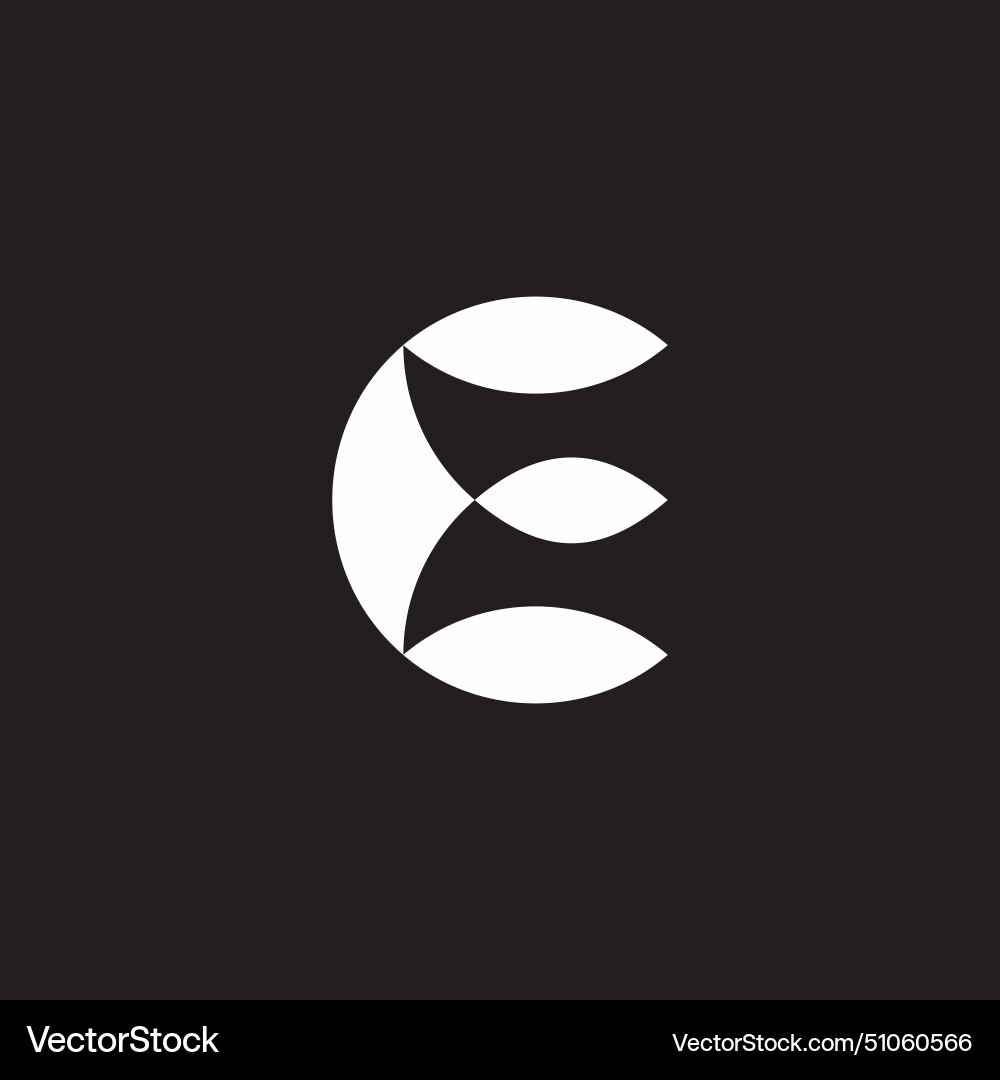 Letter e circle geometric silhouette logo Vector Image