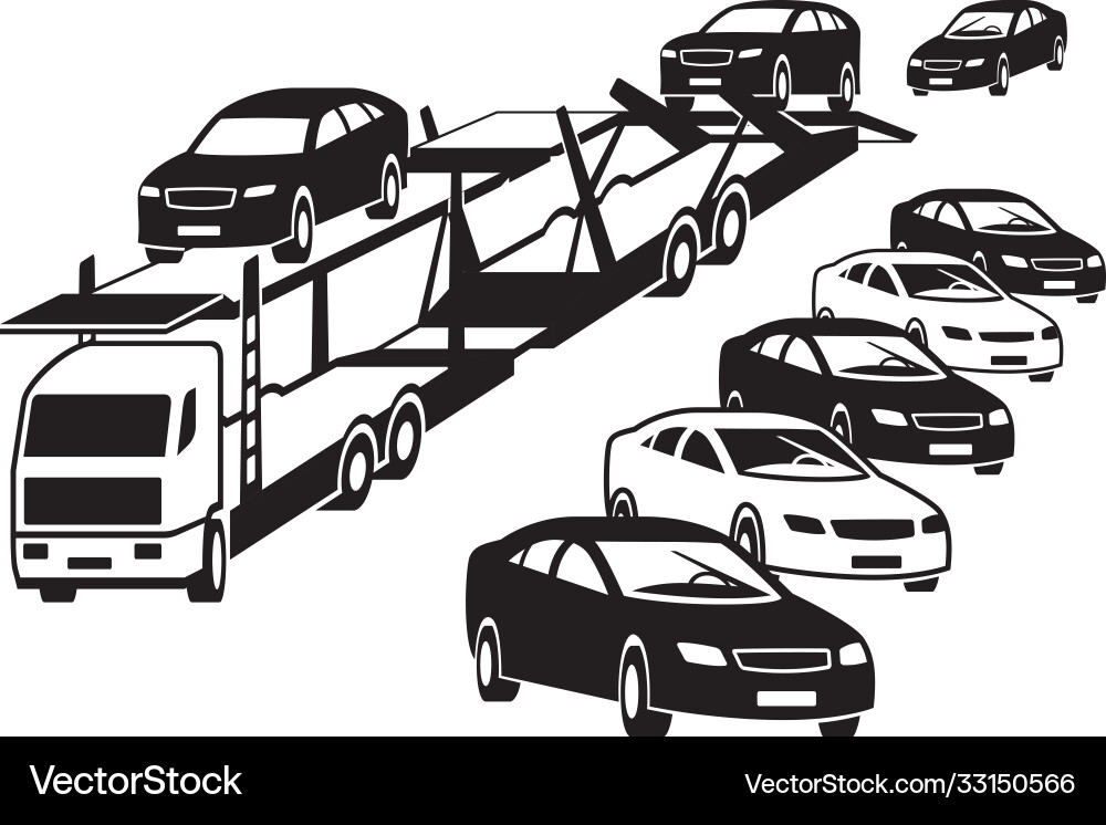 LKW entladen bei einem Autohändler Lizenzfreier Vektor