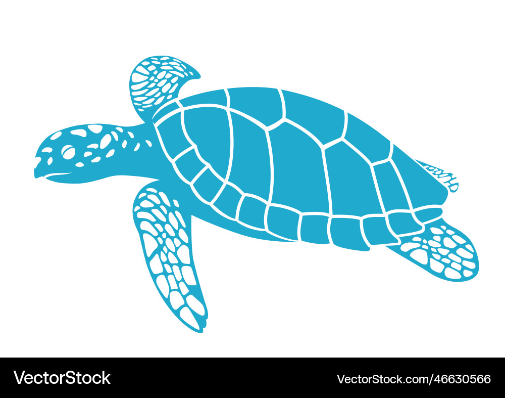 Sea turtle flat silhouette Royalty Free Vector Image