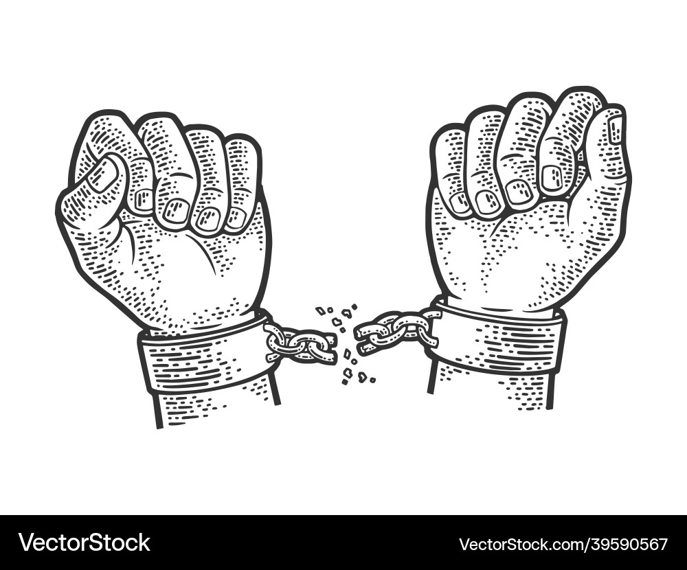 Breaking Shackles - Freedom Sketch Royalty Free Vector Image