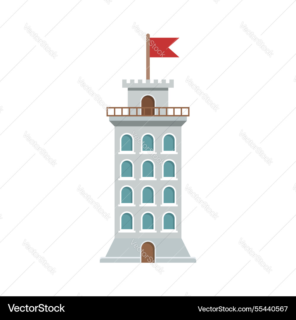 Castle tower icon in flat style medieval citadel Vector Image