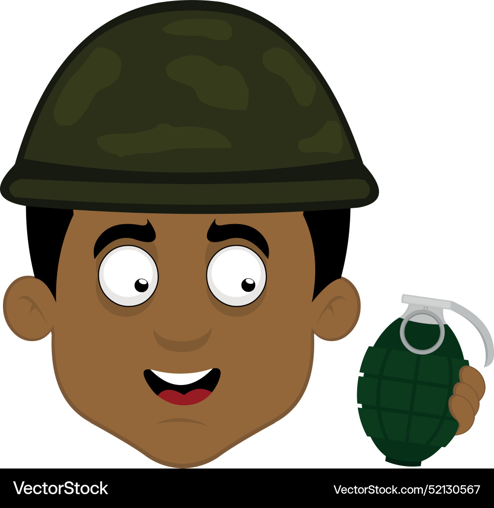 Emoji soldier man hand grenade Royalty Free Vector Image
