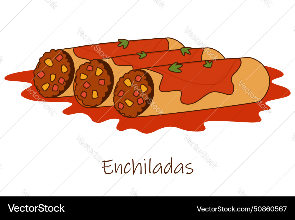 Enchiladas mexican food Royalty Free Vector Image