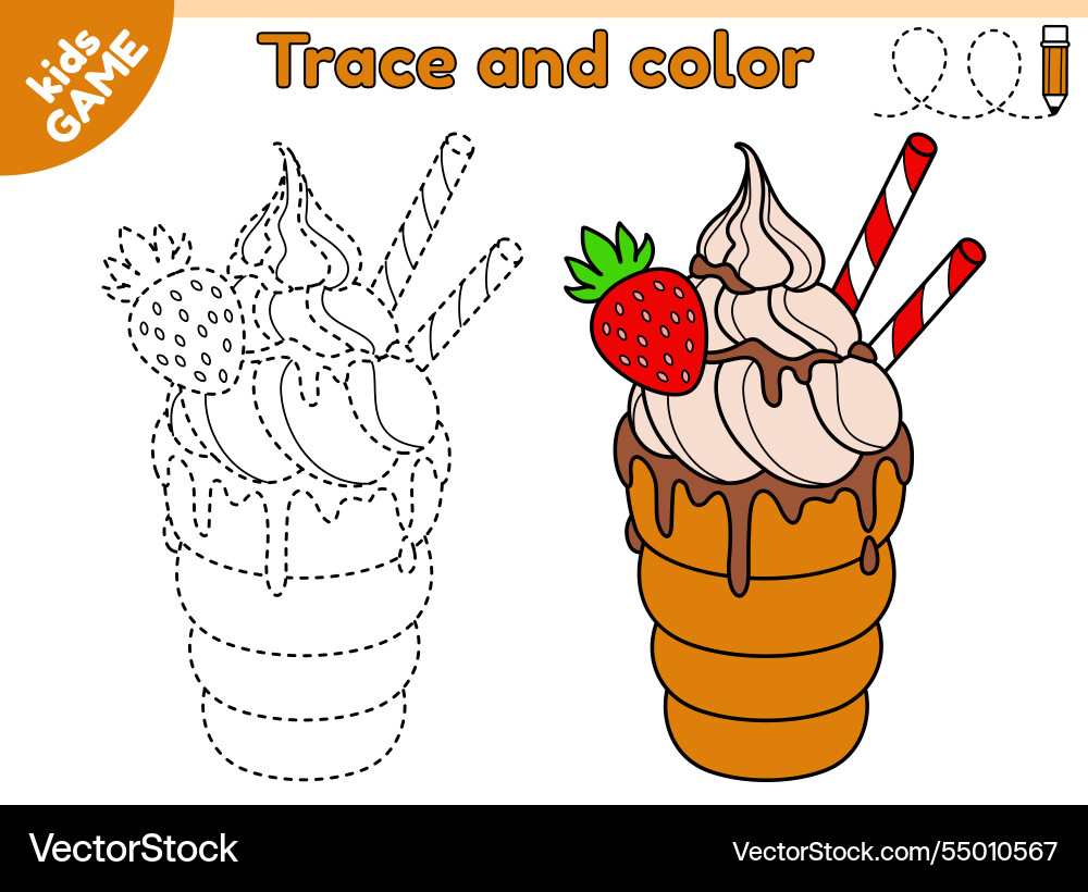 Game connect dotted lines and draw czech trdelnik Vector Image
