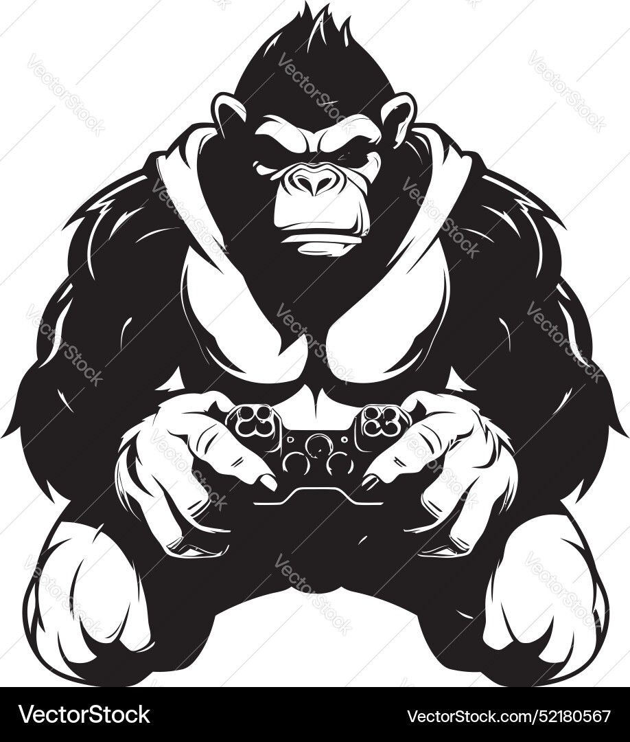Gaming gorilla grip strong primate emblem mighty Vector Image