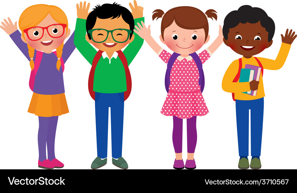 Group of children students Royalty Free Vector Image