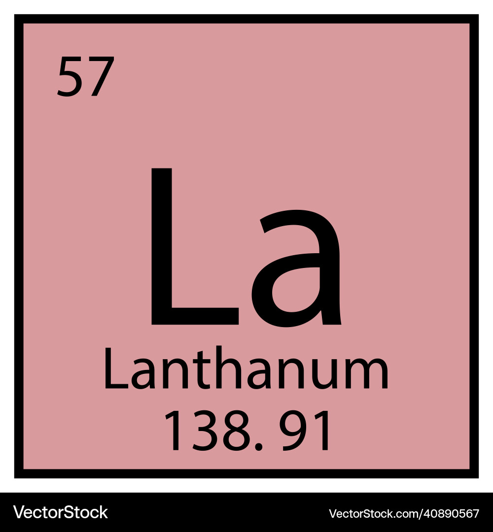 Lanthanum chemical symbol mendeleev table element Vector Image