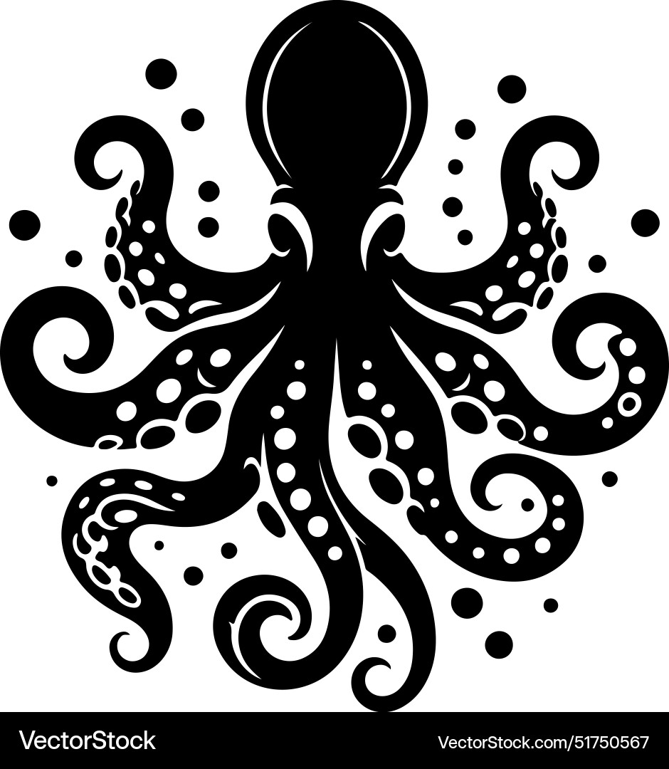 Octopus silhouette Royalty Free Vector Image - VectorStock