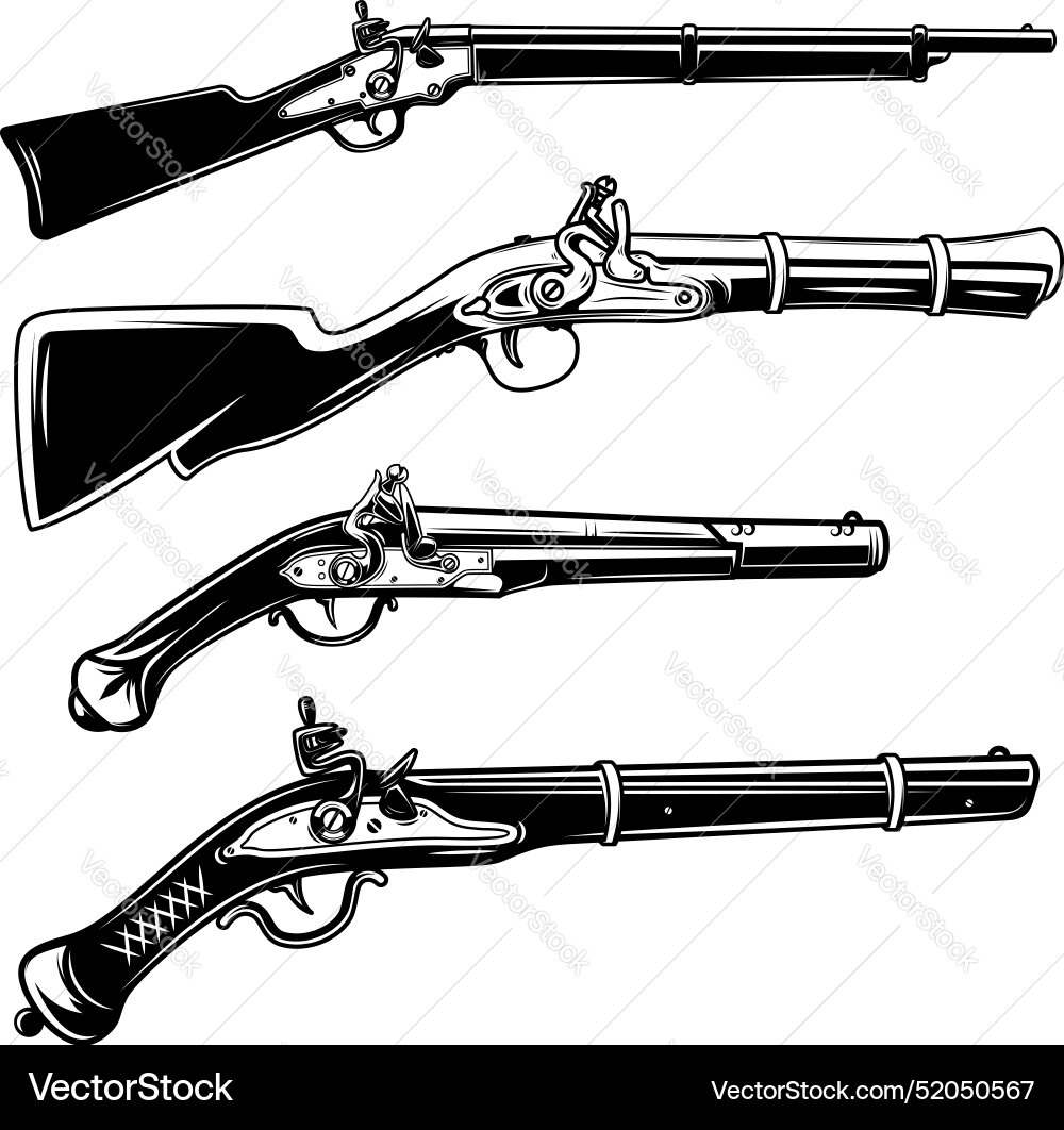 Old mushket gun isolated on white background Vector Image