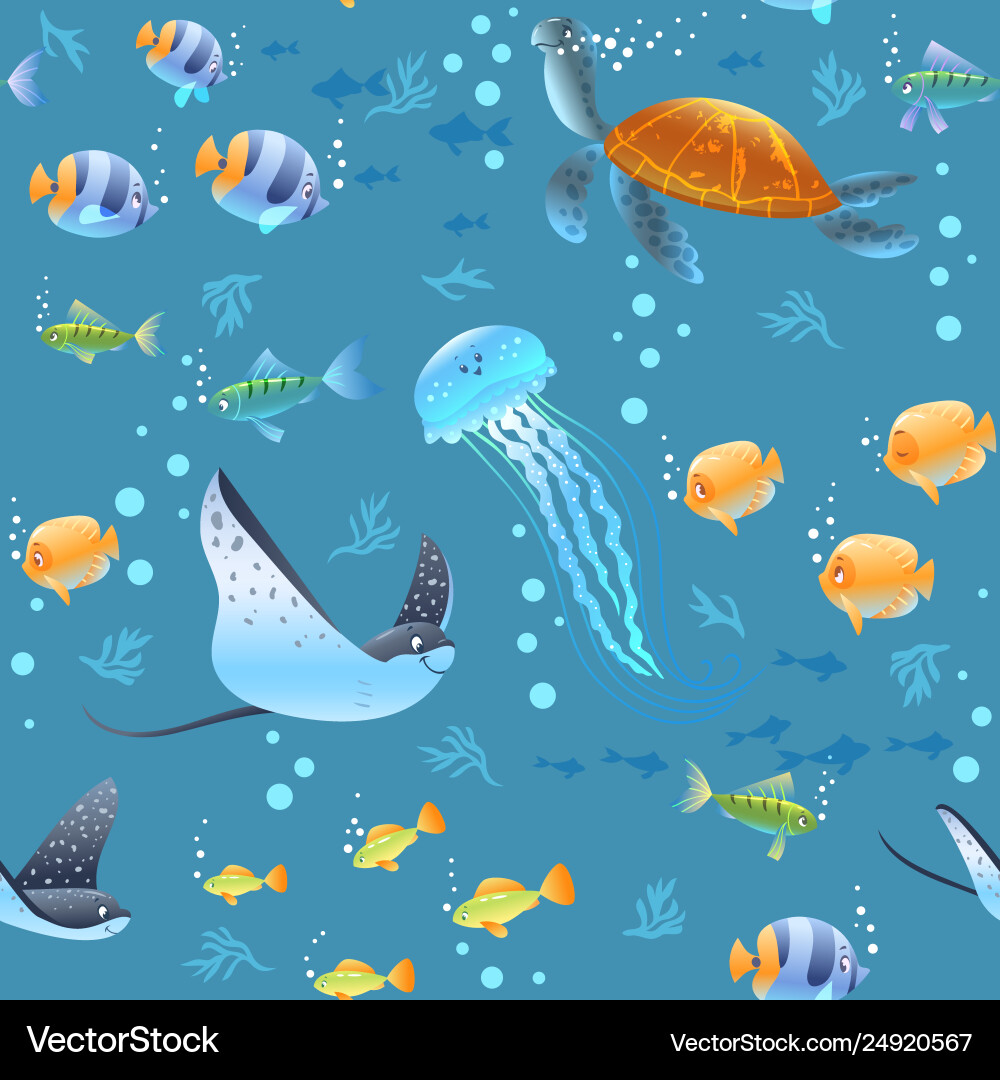 Sea life pattern Royalty Free Vector Image - VectorStock