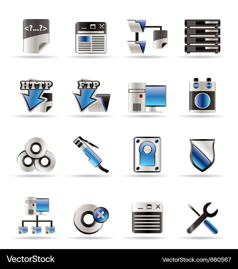 Server side computer icons Royalty Free Vector Image
