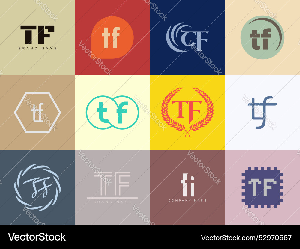 Tf logo company template letter t and f logotype Vector Image